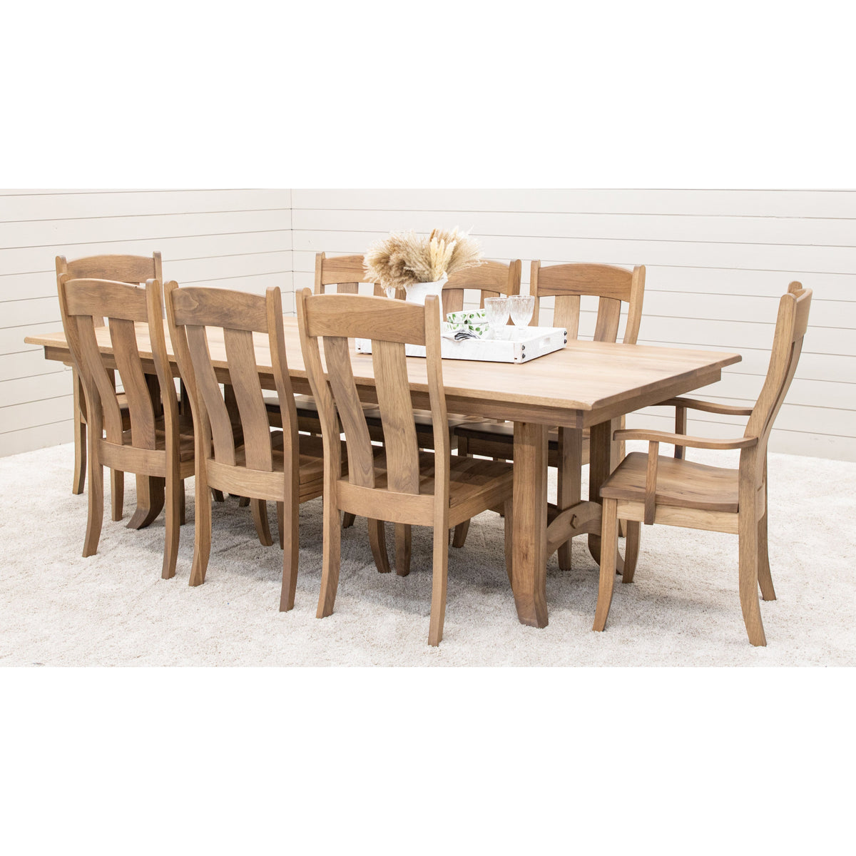 Shaker Hill Solid Hickory Wood Extending Dining Table in Willowbend