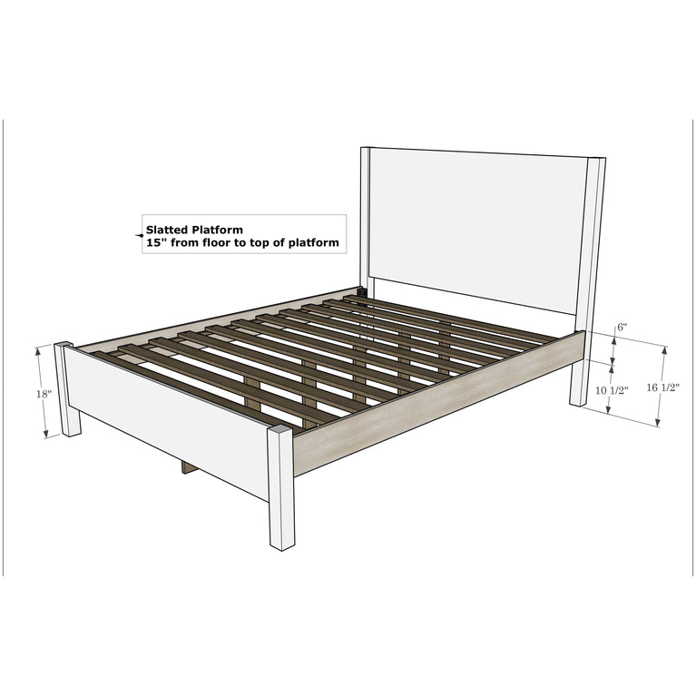 DCF Roughsawn Full Maple Bed with Straight Headboard in Cocoa Light