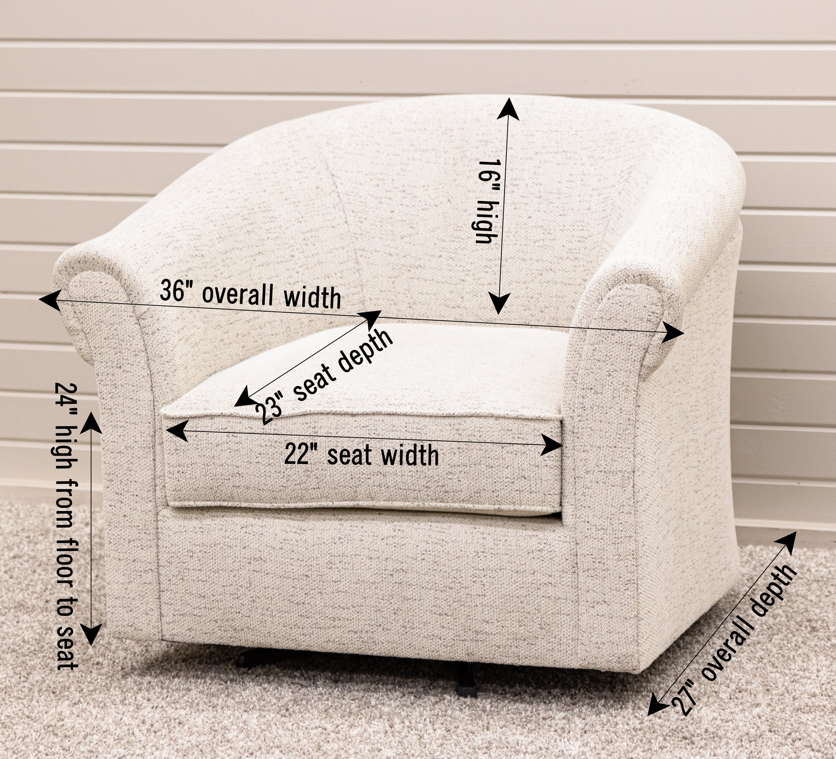 Blue Textured Upholstered Tub Swivel Armchair