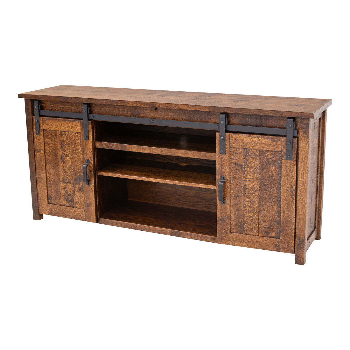 Arcadia 72" Solid Quartersawn White Oak Wood Sliding Barn Door Post TV ...