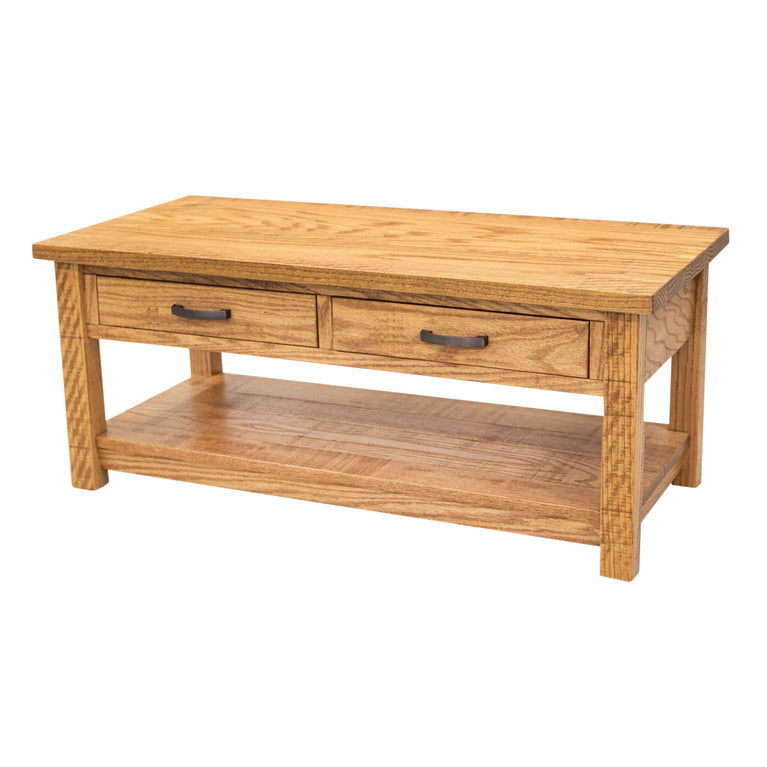 Arcadia Oak Wood Rectangle Open Coffee Table | Fruitwood Color