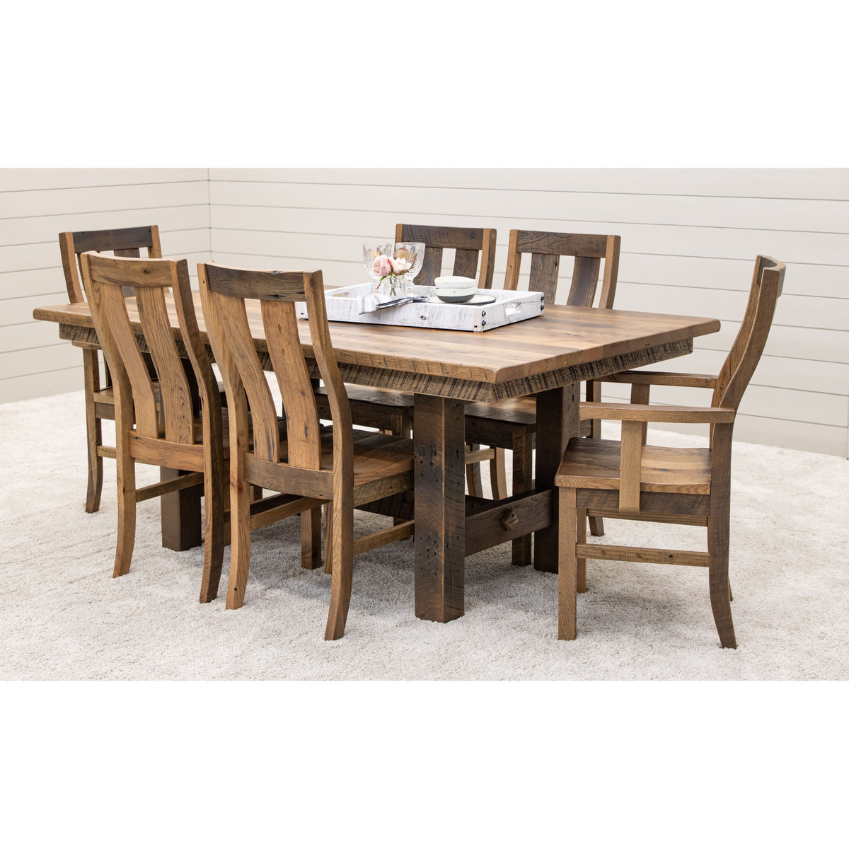 Silverton Rustic Reclaimed Barnwood Arm Dining Chair