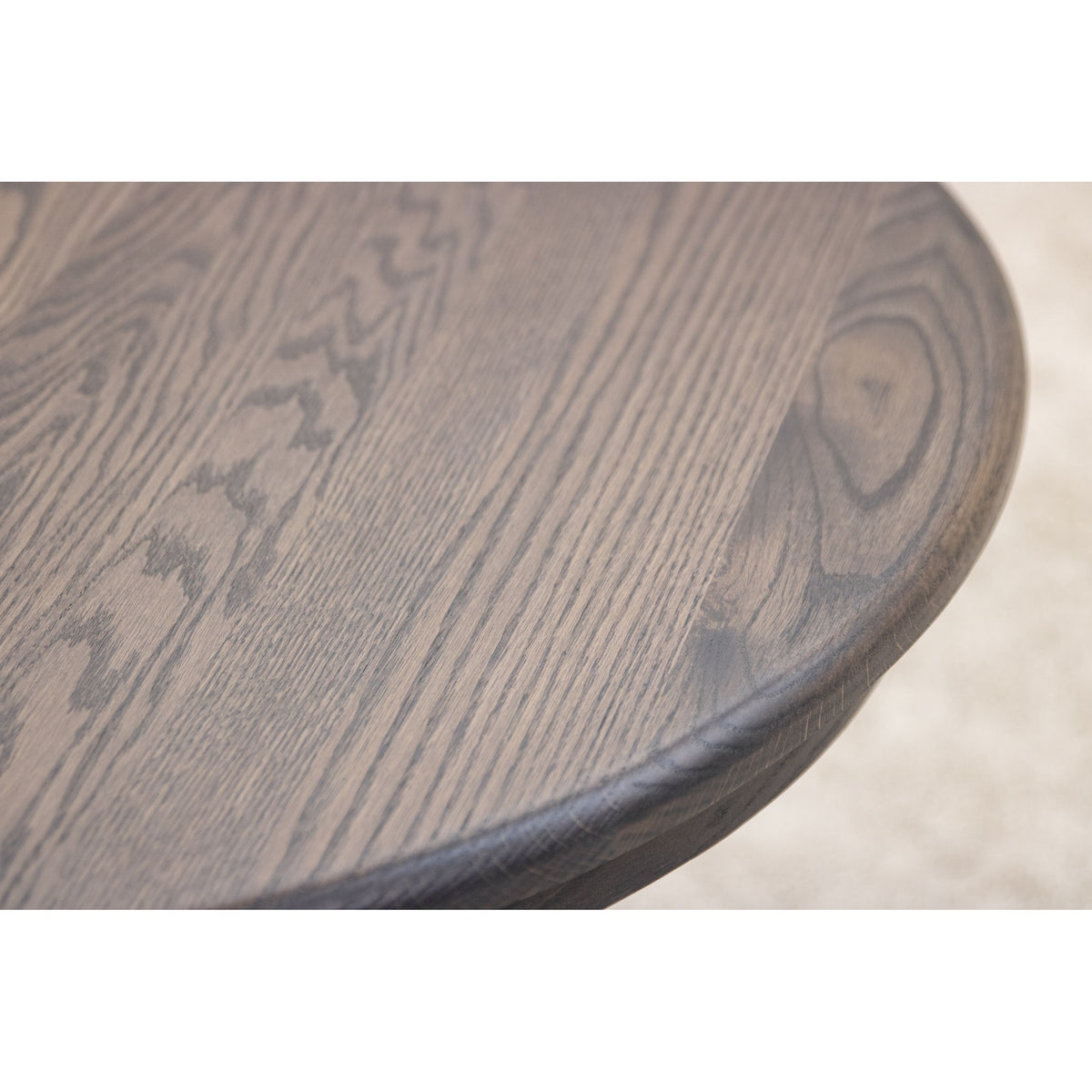 Traditional Round Solid Oak Wood Dining Table | Stone Brown Color