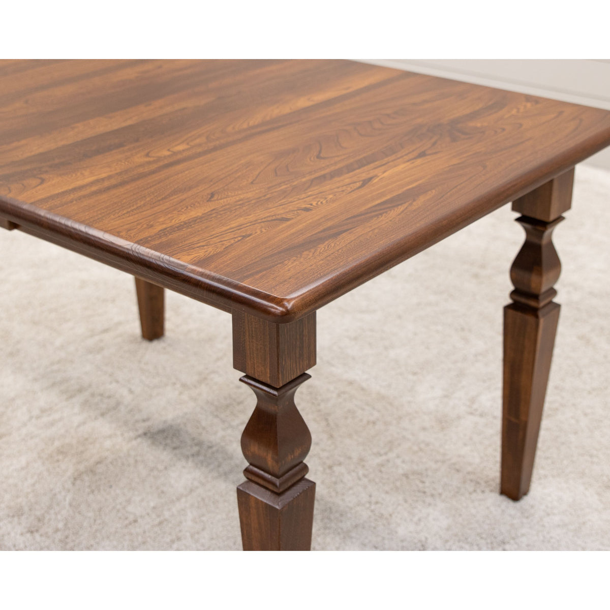 Classic Turned Cam Leg Solid Elm Wood Extending Dining Table