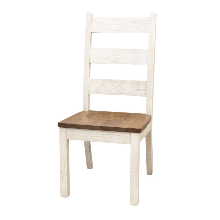 Western High Back White & Wood Side Dining Chair | Solid Oak Wood