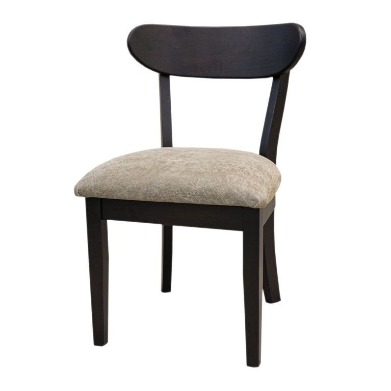 Windsor Black Maple Wood Side Dining Chair with Faux Leather Seat