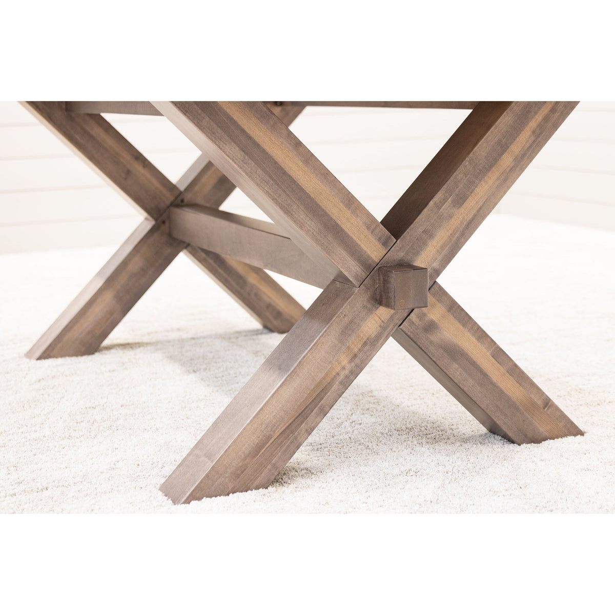 Wooden X Solid Maple Wood Trestle Dining Table in Willowbend Finish