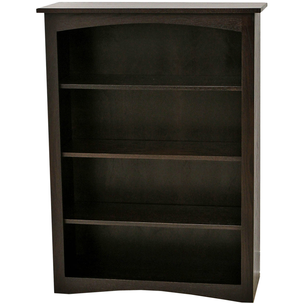 Shaker Black Solid Oak Wood 48" Bookcase in Ebony Color