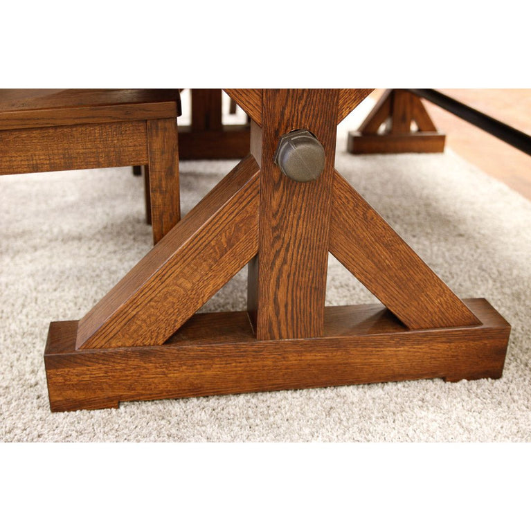 Auburn Rustic Quarter Sawn White Oak Wood Dining Table in Golden Brown