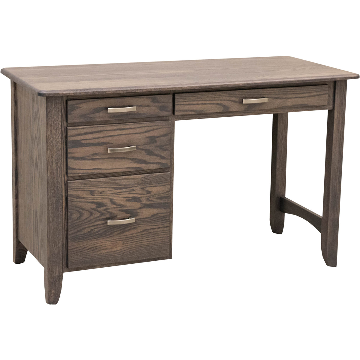 Austin Small Solid Oak Wood Desk in Stone Brown