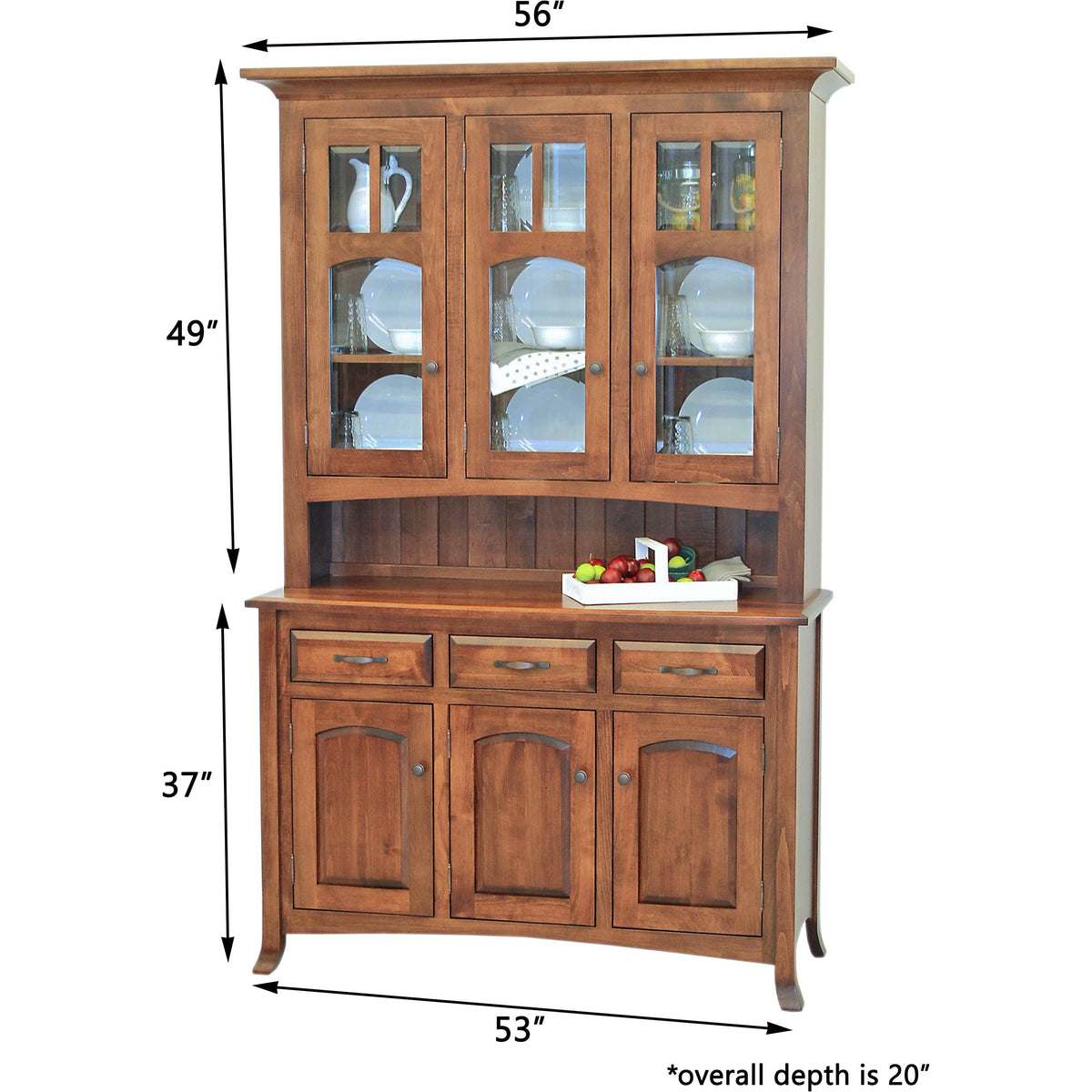Biltmore Maple Wood Hutch, 56" wide | Maple China Cabinet