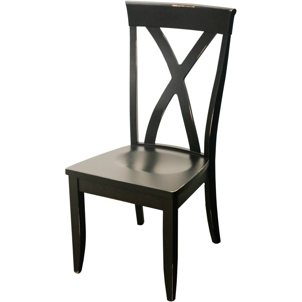 Brooke X Back Black Solid Maple Wood Side Dining Chair in Ebony