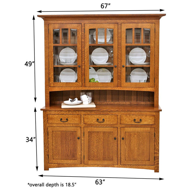 Amish Century Mission Oak Wood Hutch | Cherry Stain Color