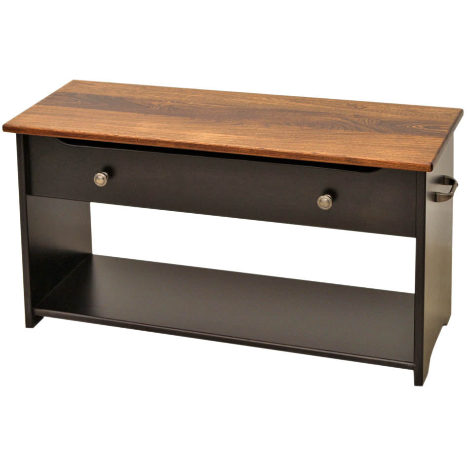 Solid Black & Elm Wood Entry Bench