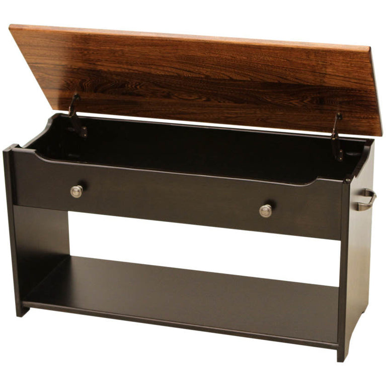 Solid Black & Elm Wood Entry Bench
