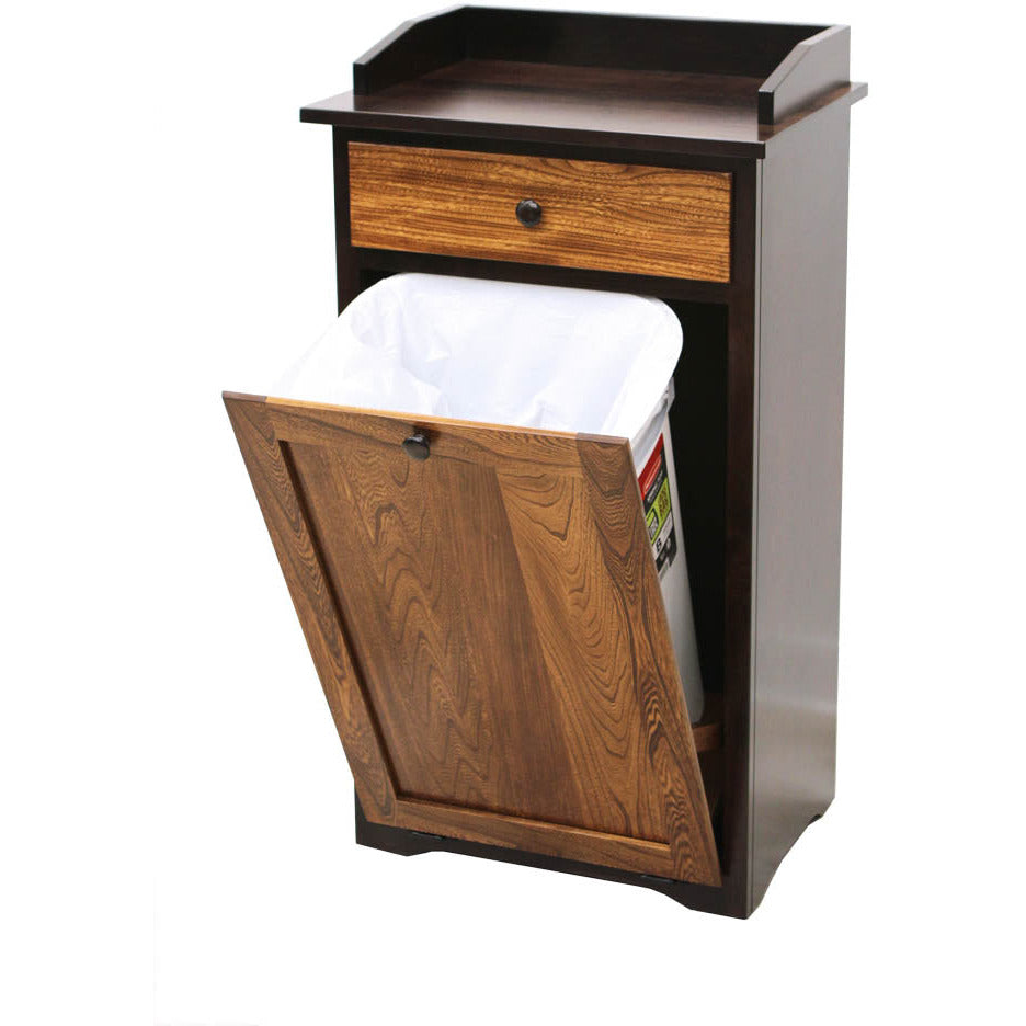 Mission Dry Sink Black & Elm Wood Trash Bin