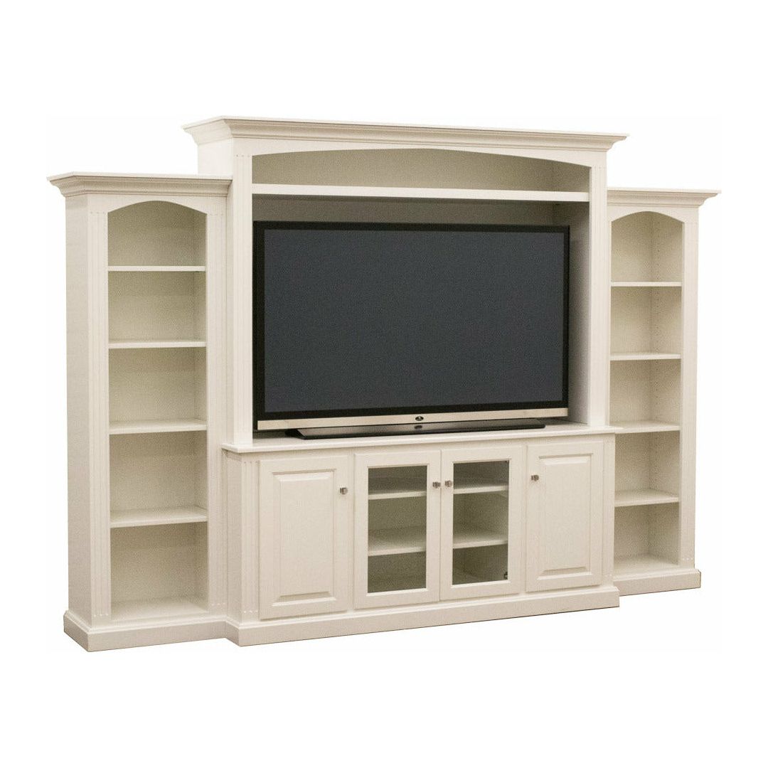 Newport White Solid Maple Wood Entertainment Center