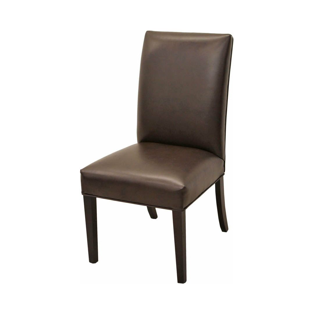 Parsons Dark Faux Leather Enclosed Back Upholstered Dining Chair