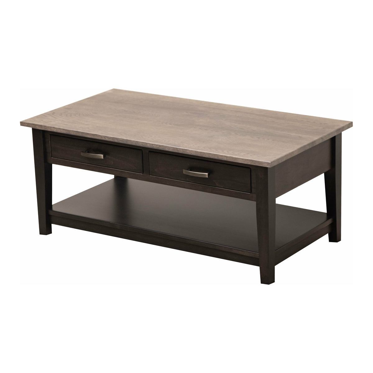 Riverton Black & Solid Oak Wood Rectangle Open Coffee Table