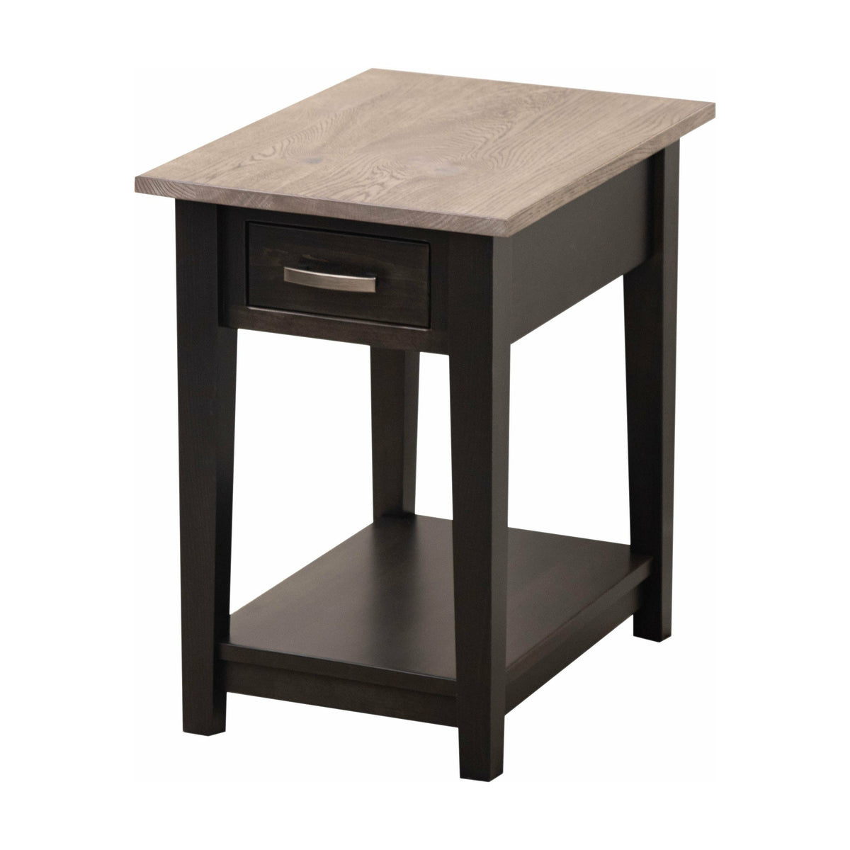 Riverton Black & Oak Wood Small Rectangle Open End Table
