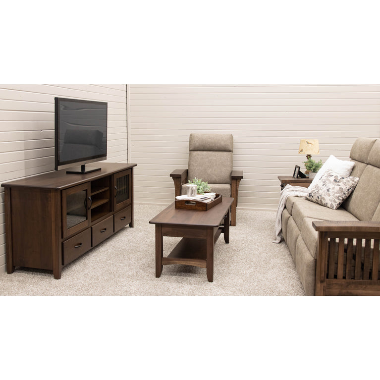 Austin Walnut Wood Rectangle Open Coffee Table in Cocoa Light
