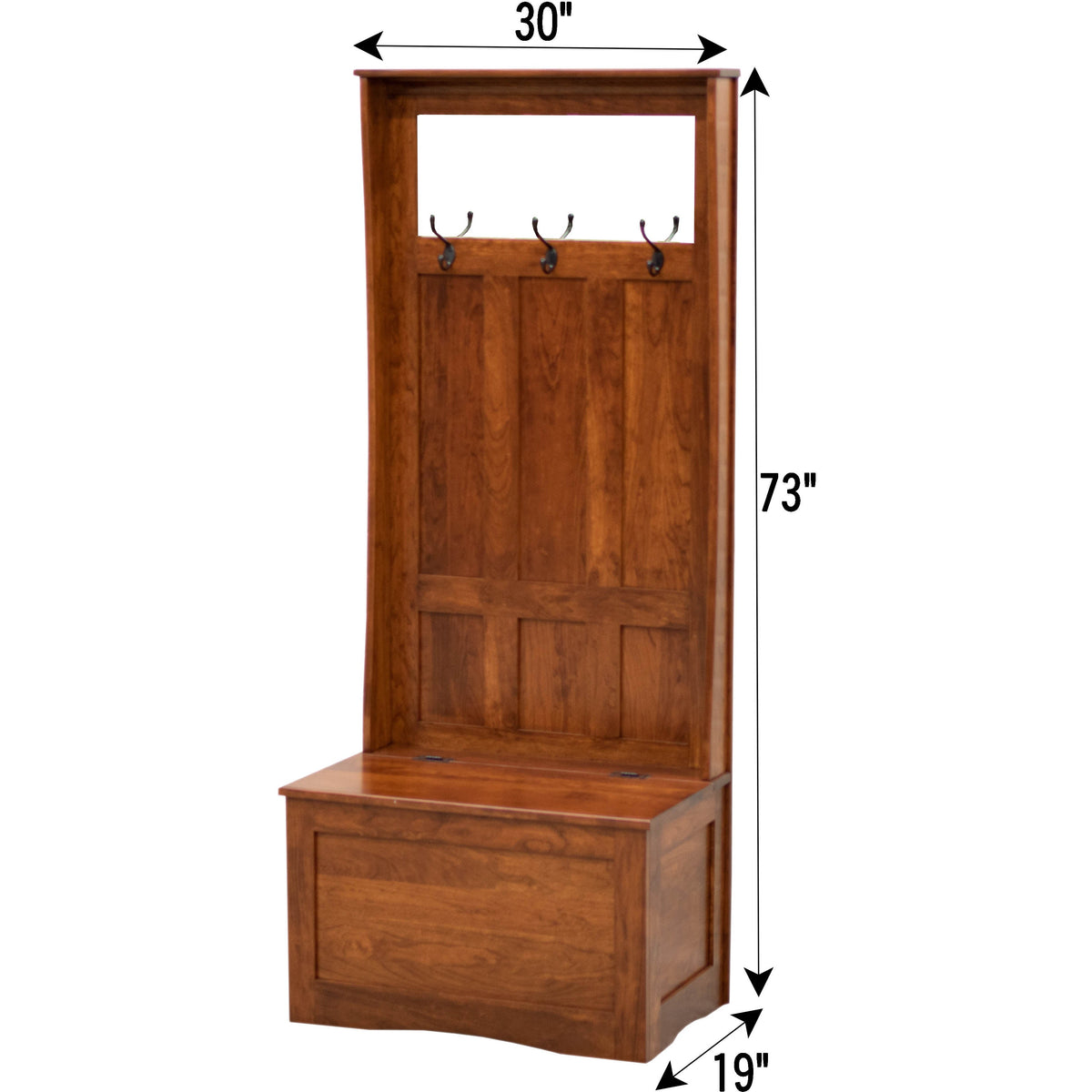 Shaker Solid Cherry Wood Hall Tree Bench in Cherry Color