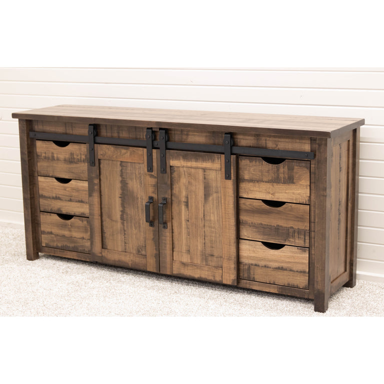 Arcadia 72" Solid Maple Wood Sliding Barn Door Post TV Console
