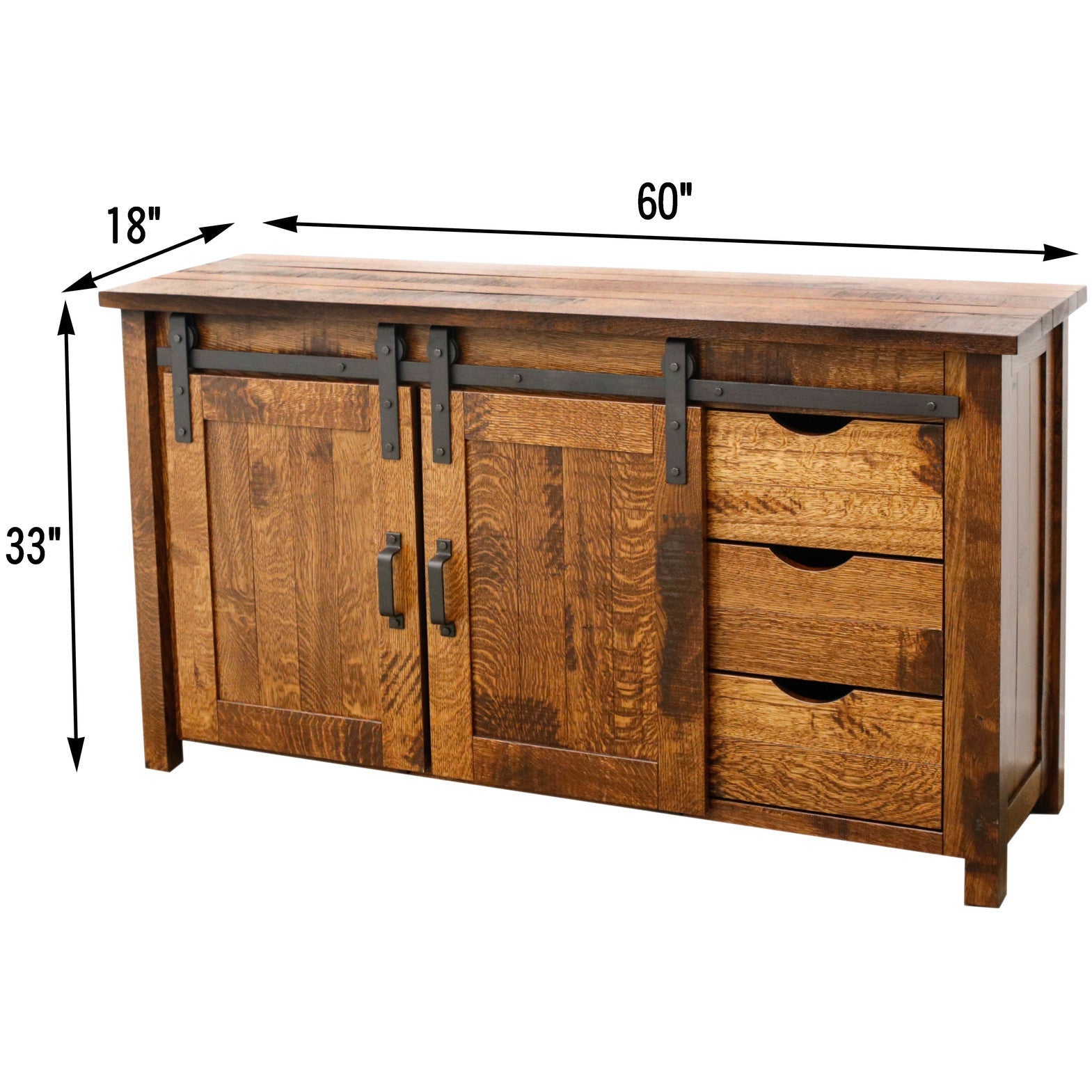 Arcadia 60" Sliding Barn Door Post TV Stand | dutchcraftfurniture.com