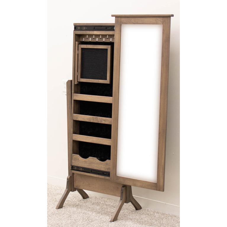 Shaker Solid Maple Wood Sliding Jewelry Cheval Mirror in Sandy Point