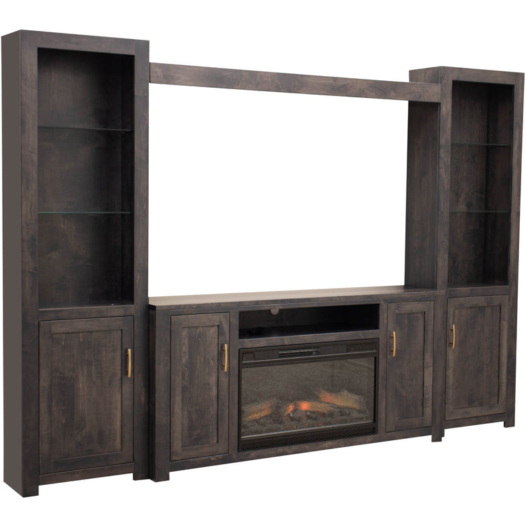 Westbrook Maple Wood Entertainment Center with Electric Fireplace